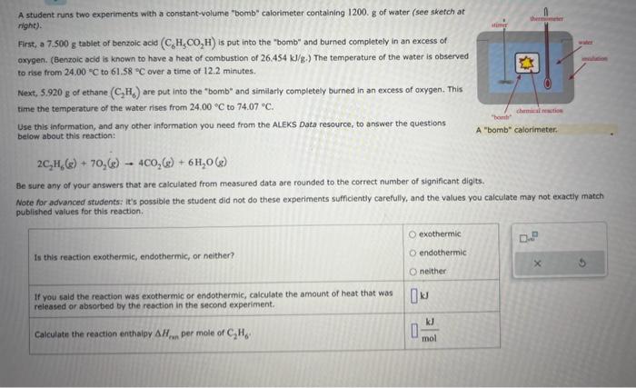 Solved A student runs two experiments with a constant-volume | Chegg.com