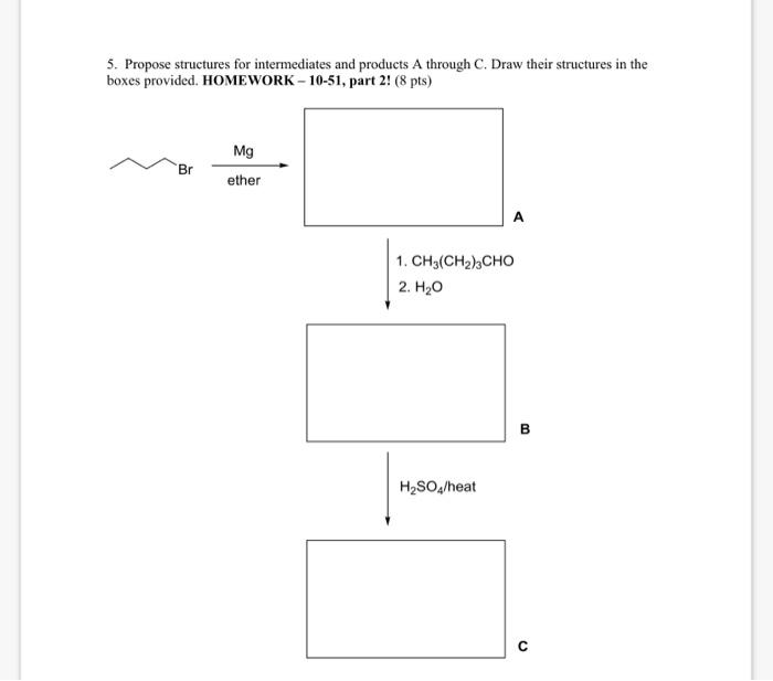 Solved 5. Propose structures for intermediates and products | Chegg.com Solved 5. Propose structures for intermediates and products | Chegg.com