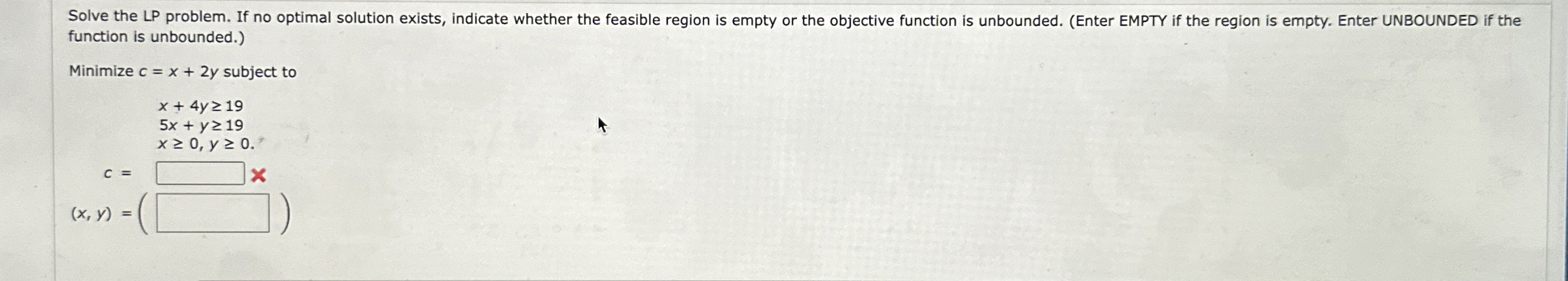 Solved Solve the LP problem. If no optimal solution exists, | Chegg.com