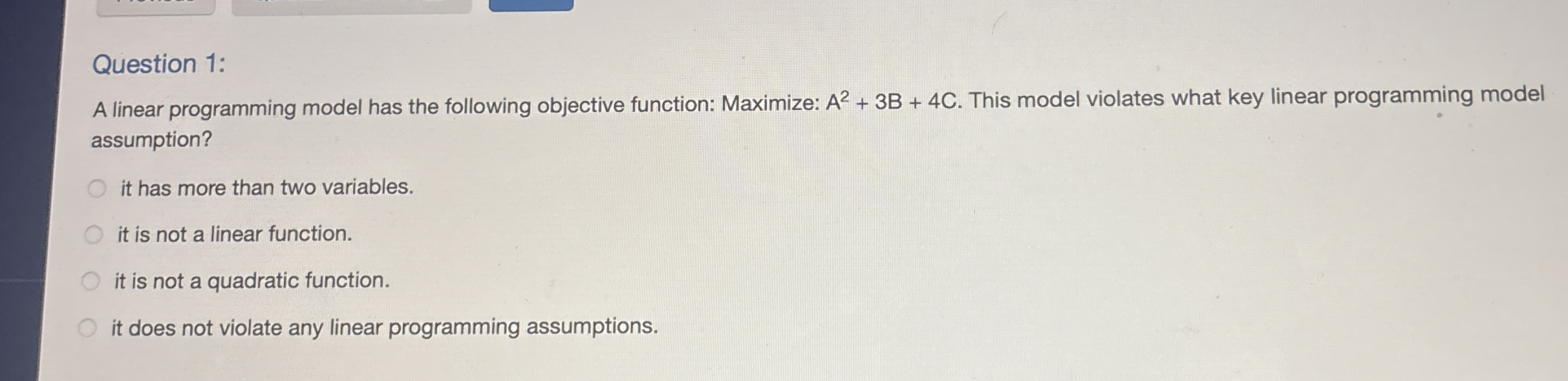 Solved Question 1 A Linear Programming Model Has The