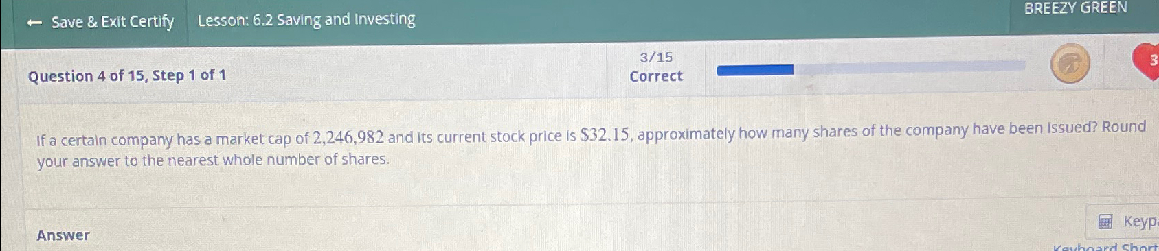 Solved larr Save & Exit CertifyLesson: 6.2 ﻿Saving and | Chegg.com