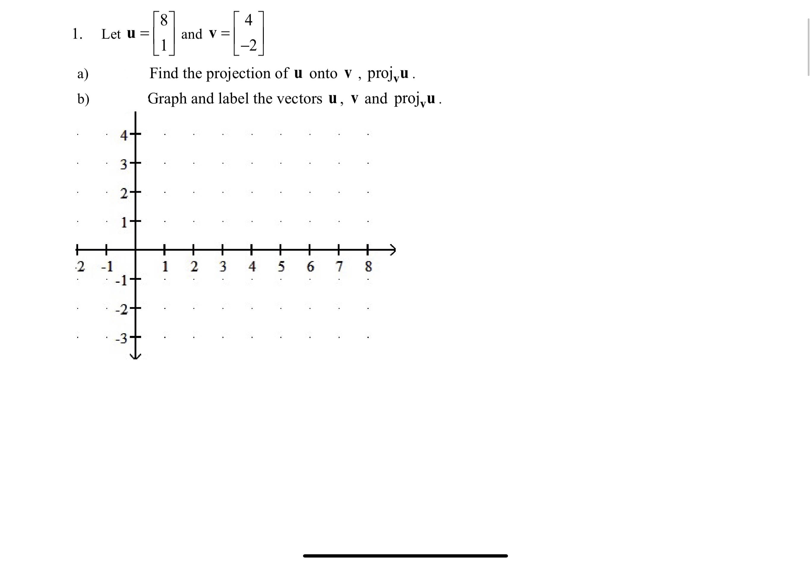 Solved Let u=[81] ﻿and v=[4-2]a)Find the projection of u | Chegg.com
