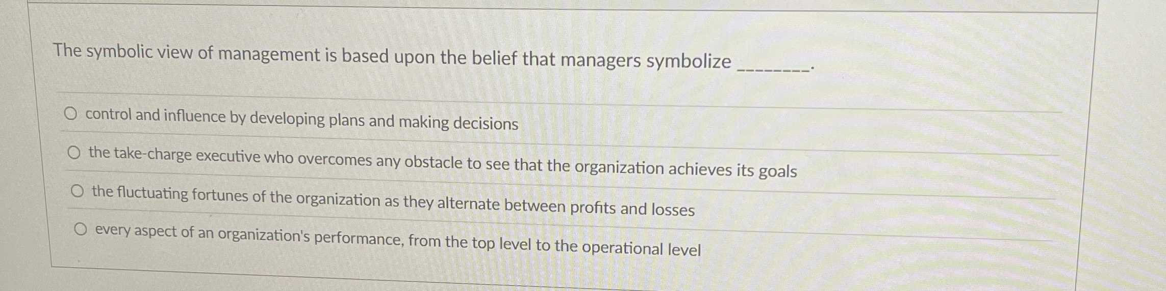 Solved The symbolic view of management is based upon the | Chegg.com