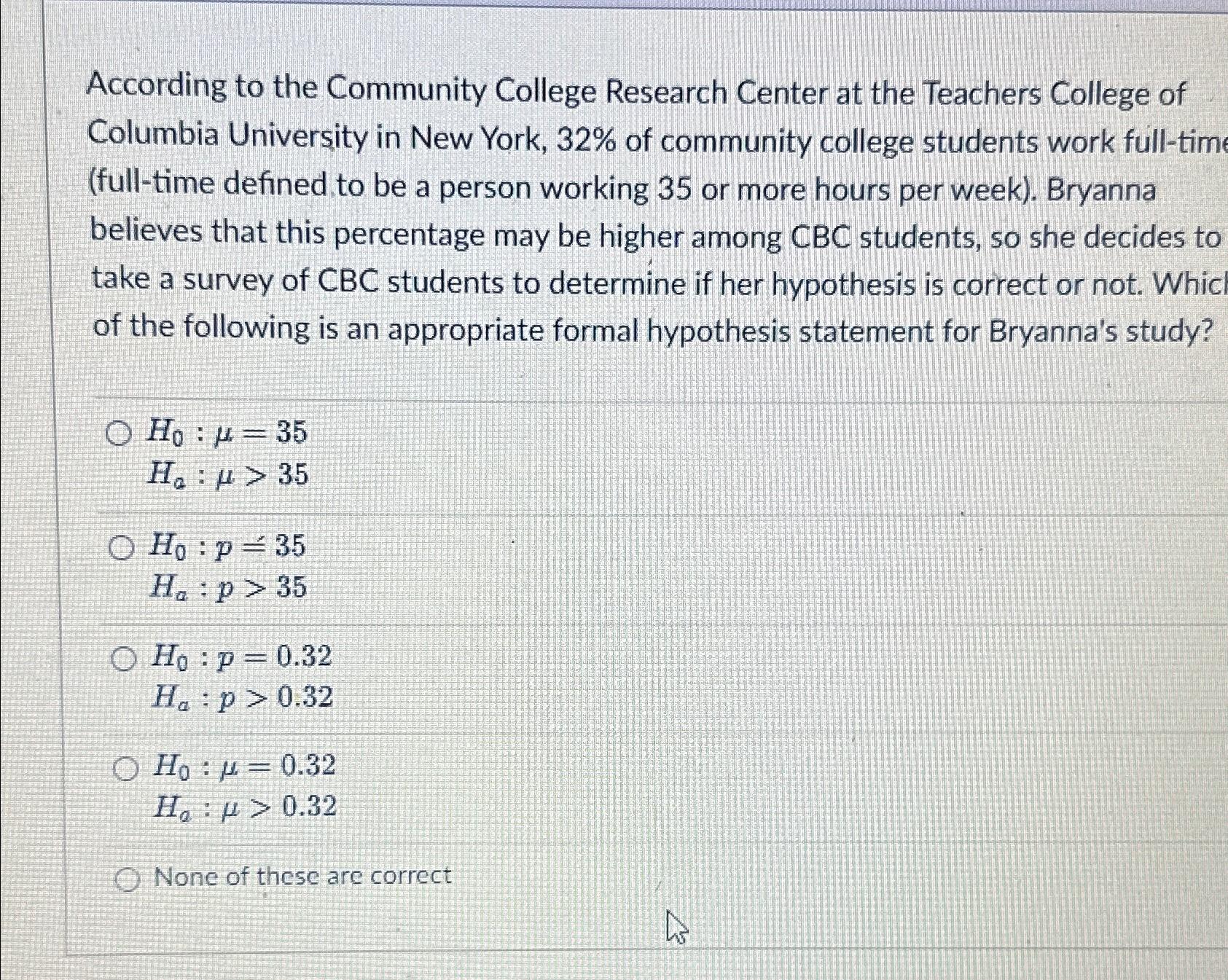 Solved According to the Community College Research Center at | Chegg.com