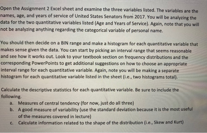 Solved Open the Assignment 2 Excel sheet and examine the | Chegg.com