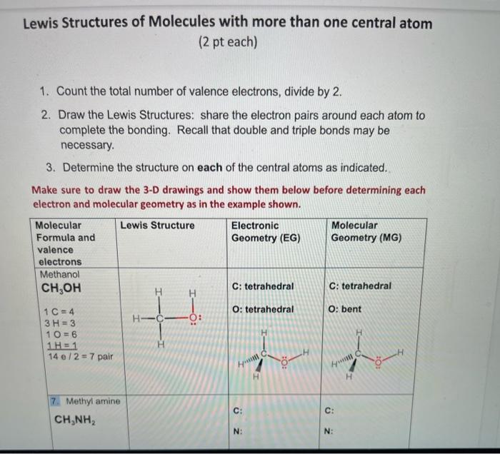 Solved Lewis Structures of Molecules with more than one | Chegg.com