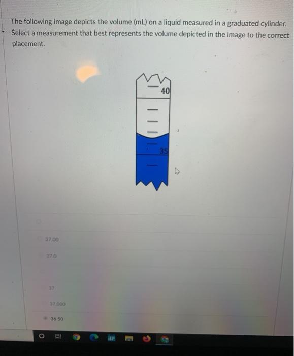 Solved The following image depicts the volume (ml) on a | Chegg.com