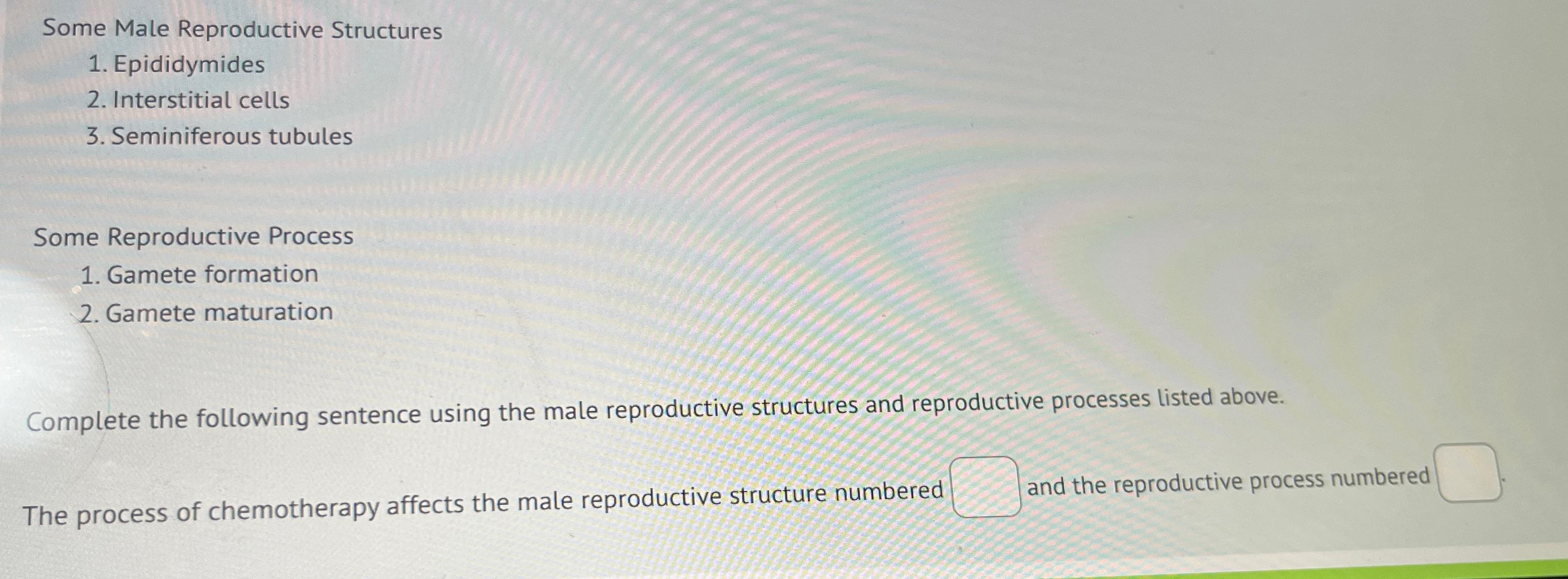 Solved Some Male Reproductive | Chegg.com