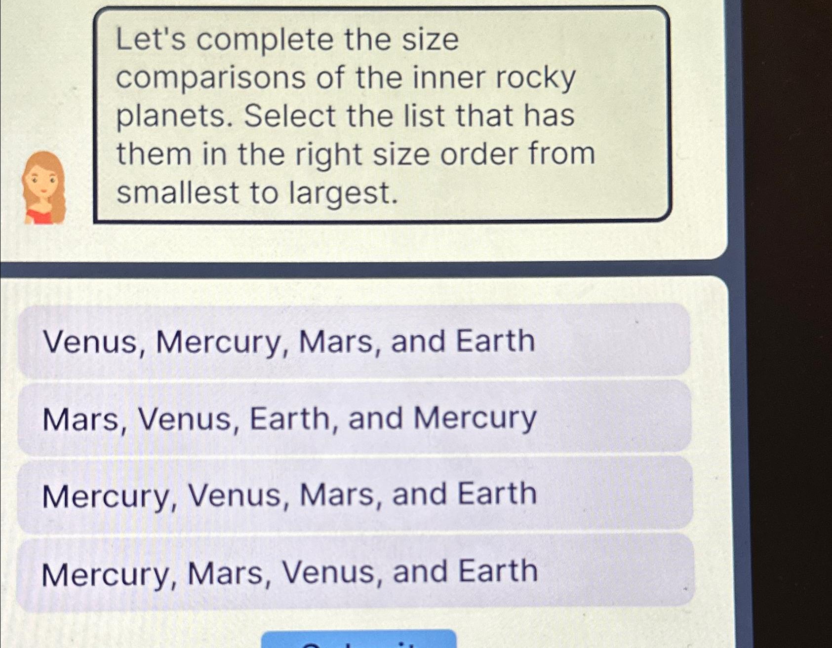 Solved Let's complete the size comparisons of the inner | Chegg.com