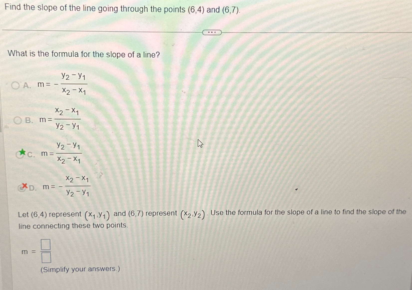 Solved Find the slope of the line going through the points | Chegg.com
