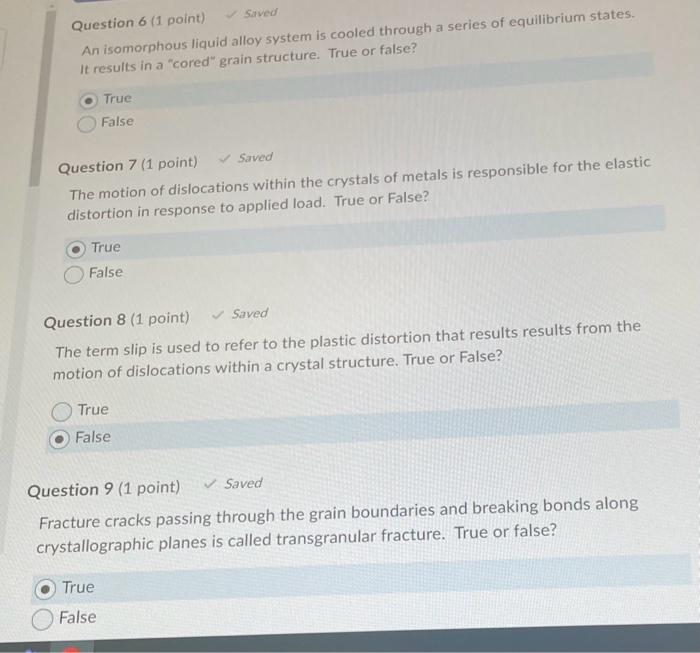Solved deb 10 to 500 dee. true palse Question 3 (1) point) | Chegg.com