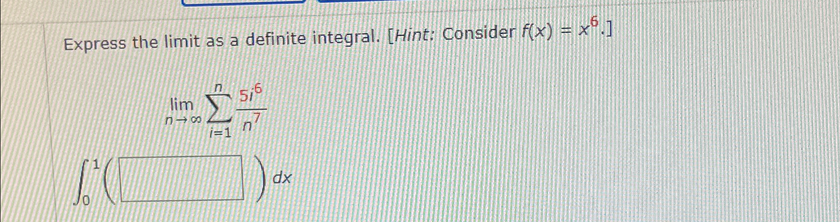 Solved Express the limit as a definite integral. [Hint: | Chegg.com