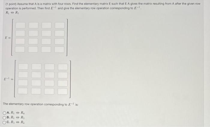 Solved (1 point) Assume that A is a matrix with four rows. | Chegg.com