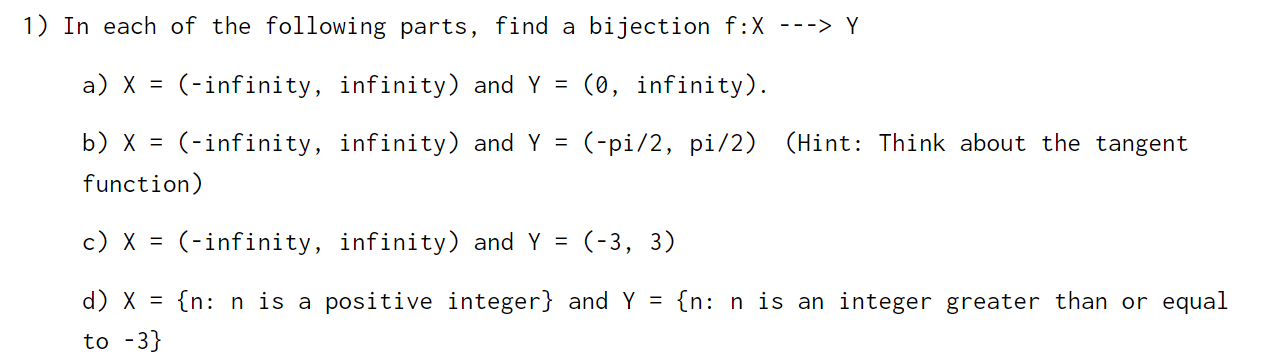 In each of the following parts, find a bijection | Chegg.com