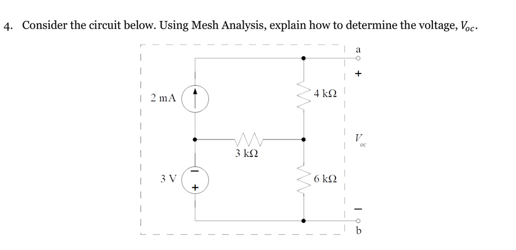 Solved 4 Consider The Circuit Below Using Mesh Analysis 2688