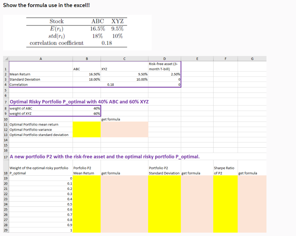 Suppose there are two risky assets: ABC and XYZ, ﻿and | Chegg.com