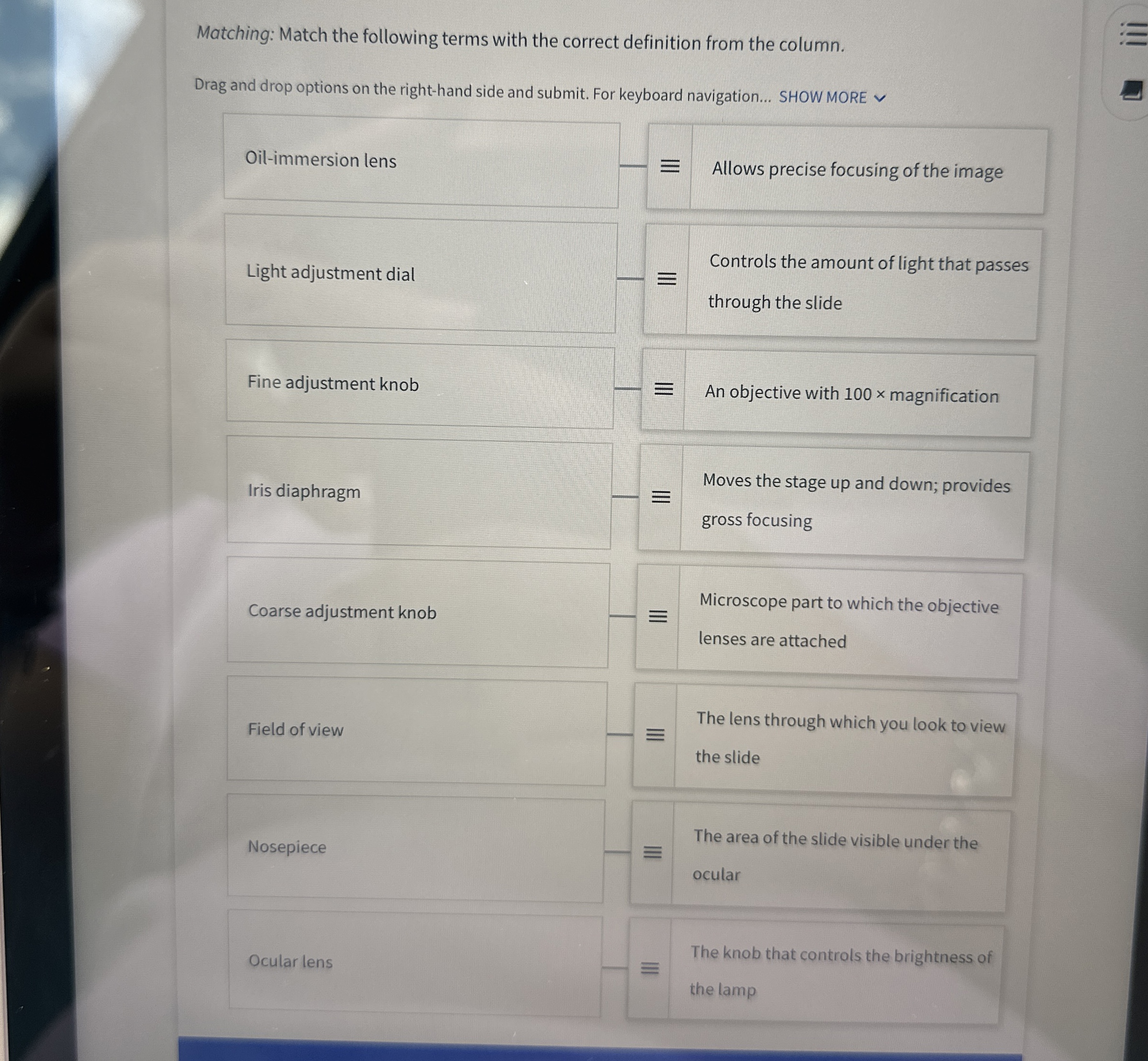 Solved Matching: Match the following terms with the correct | Chegg.com