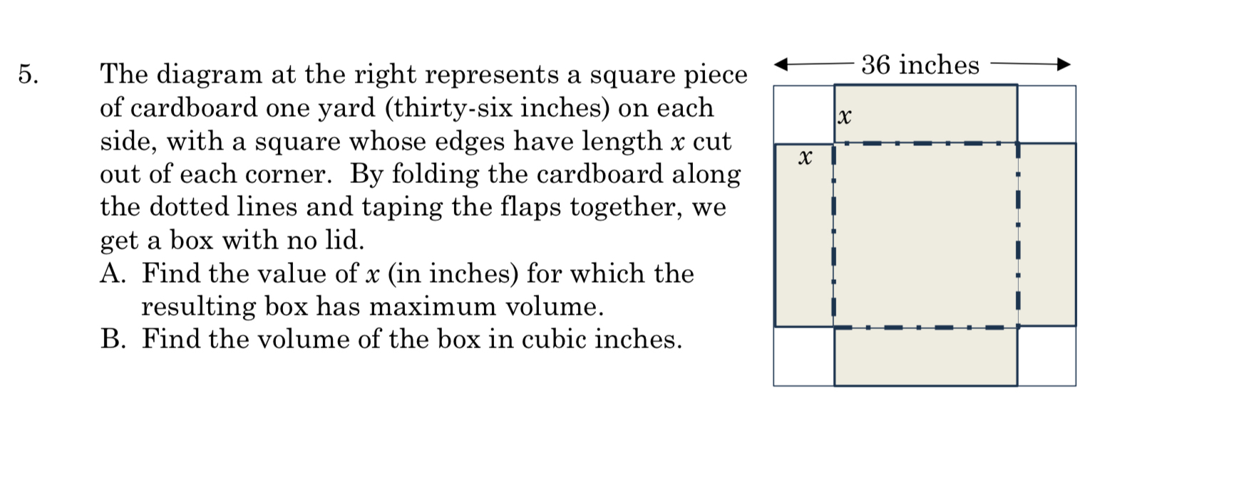 Solved The diagram at the right represents a square piece of | Chegg.com