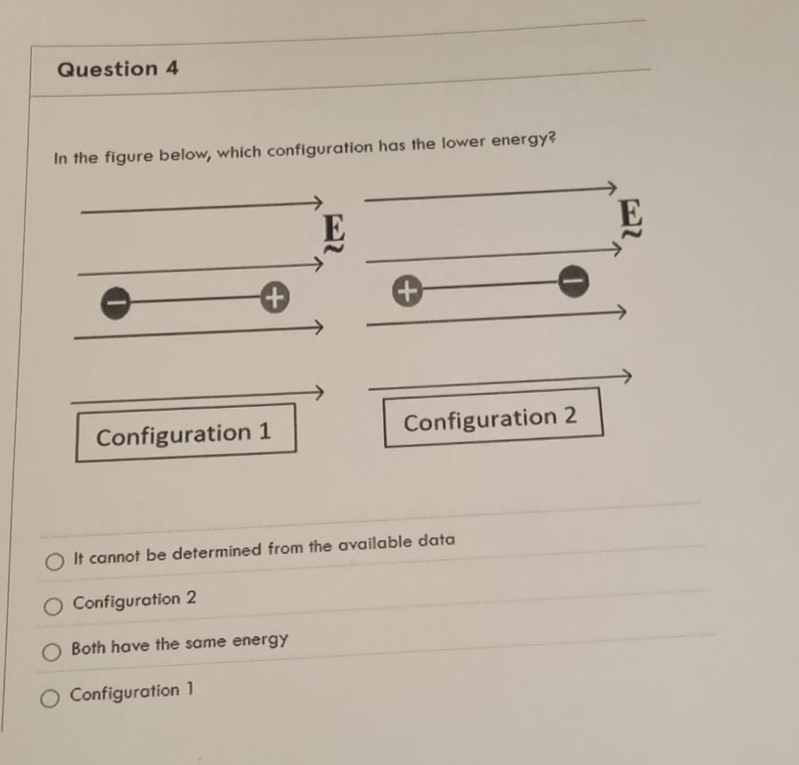 Solved In the figure below, which configuration has the | Chegg.com