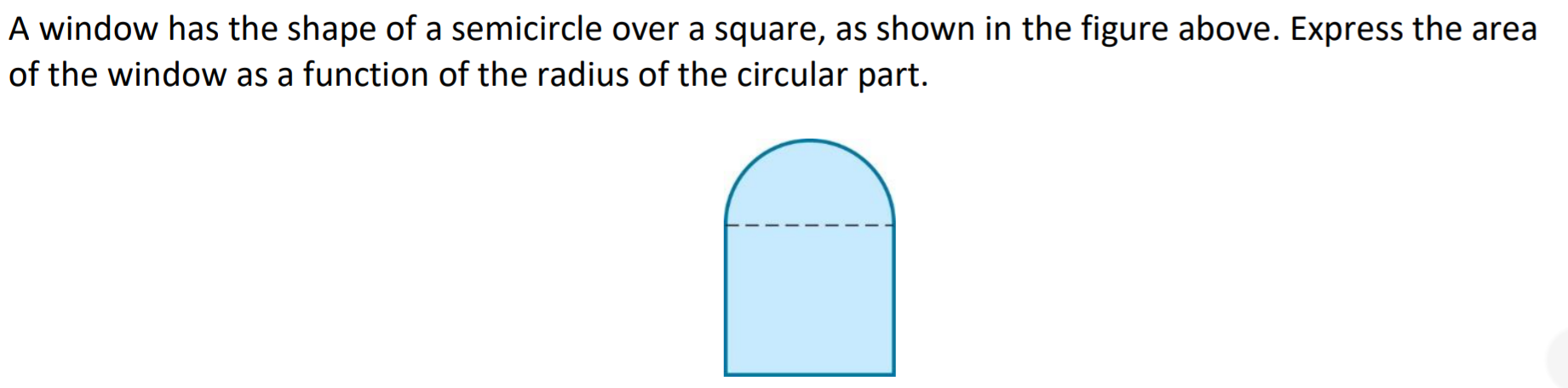 Solved A window has the shape of a semicircle over a square, | Chegg.com