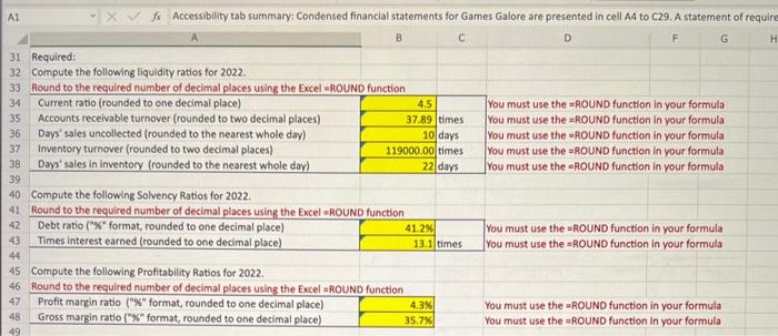 Solved Calculating Liquidity, Solvency, and Profitability | Chegg.com