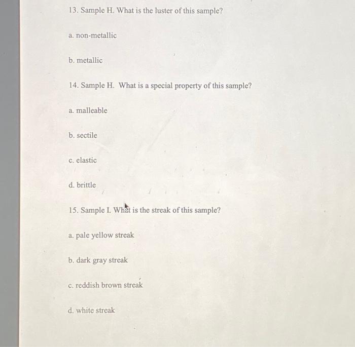 Solved 5 Sample D This Sample Has A No Cleavage It