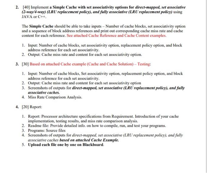 Solved 2. [40] Implement a Simple Cache with set | Chegg.com