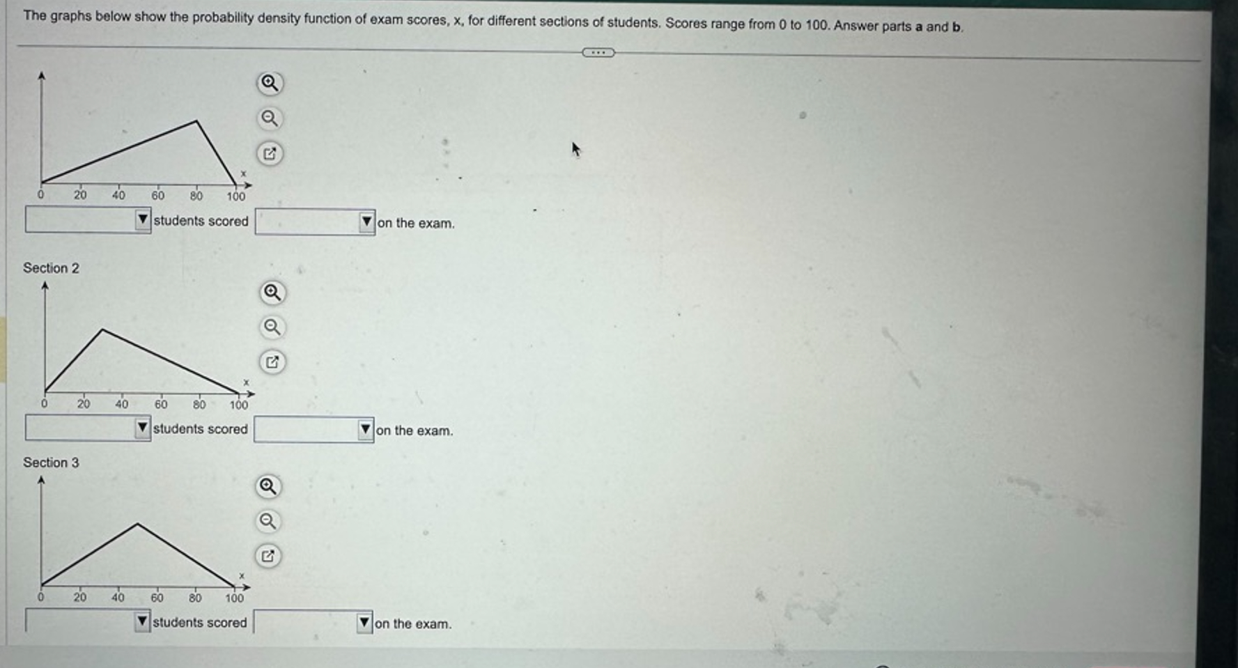 Solved The graphs below show the probability density | Chegg.com