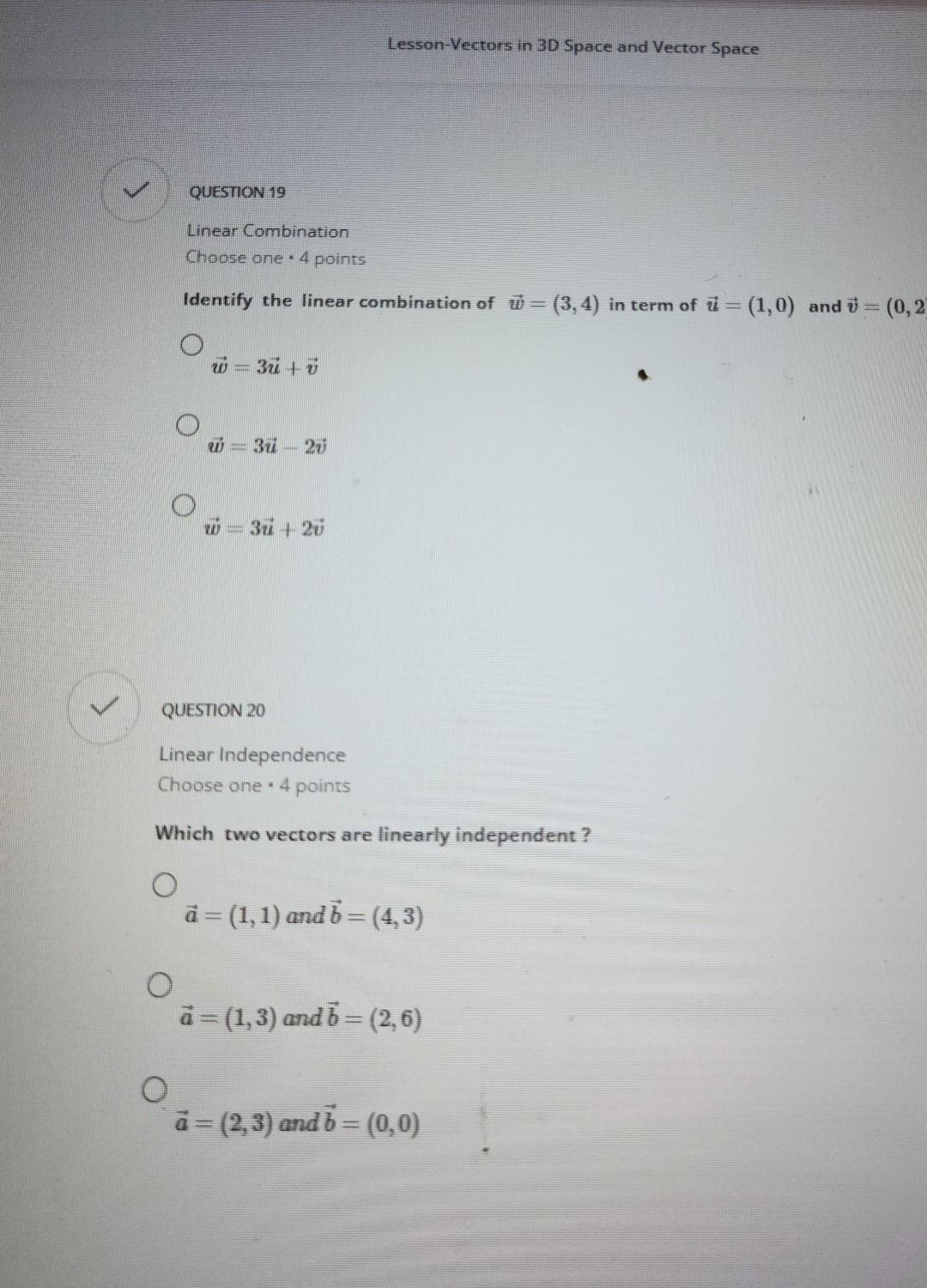 Solved QUESTION 24.1 Inner Product of Vectors Choose one 4 | Chegg.com