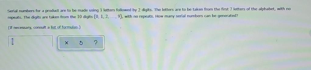 Solved Serial numbers for a product are to be made using 3 | Chegg.com
