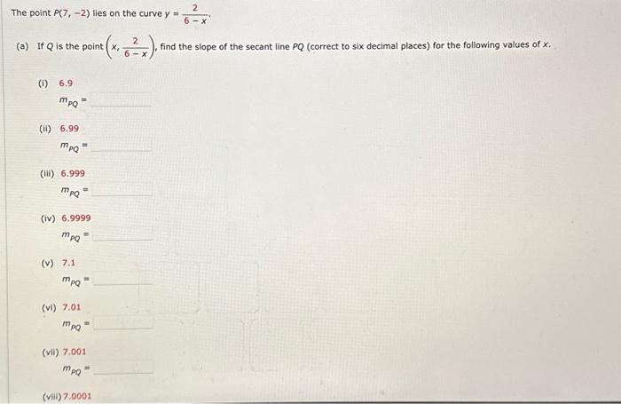 Solved The point \\( P(7,-2) \\) lies on the curve \\( | Chegg.com