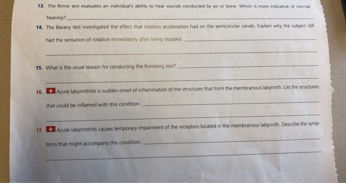 Solved 13. The Rinne test evaluates an individual's ability | Chegg.com