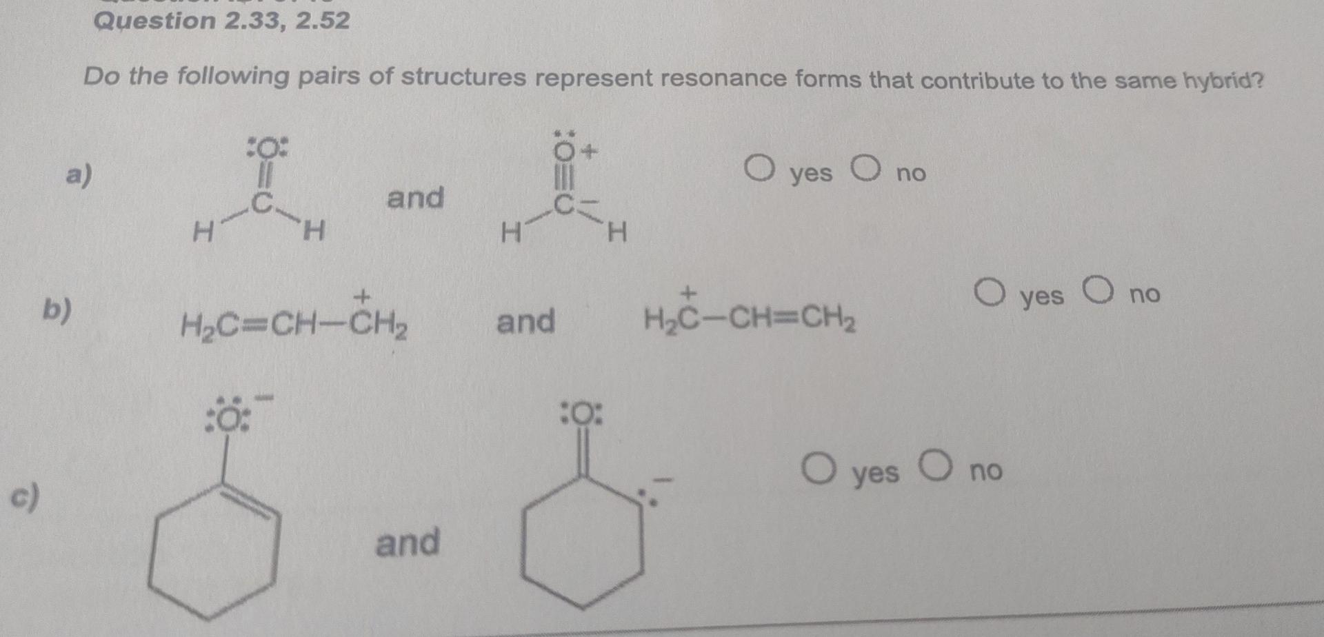 Solved Do the following pairs of structures represent | Chegg.com