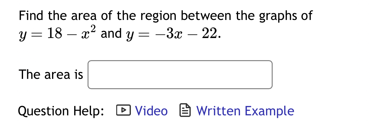 Solved Find the area of the region between the graphs of | Chegg.com