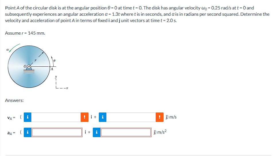 Point A of the circular disk is at the angular | Chegg.com