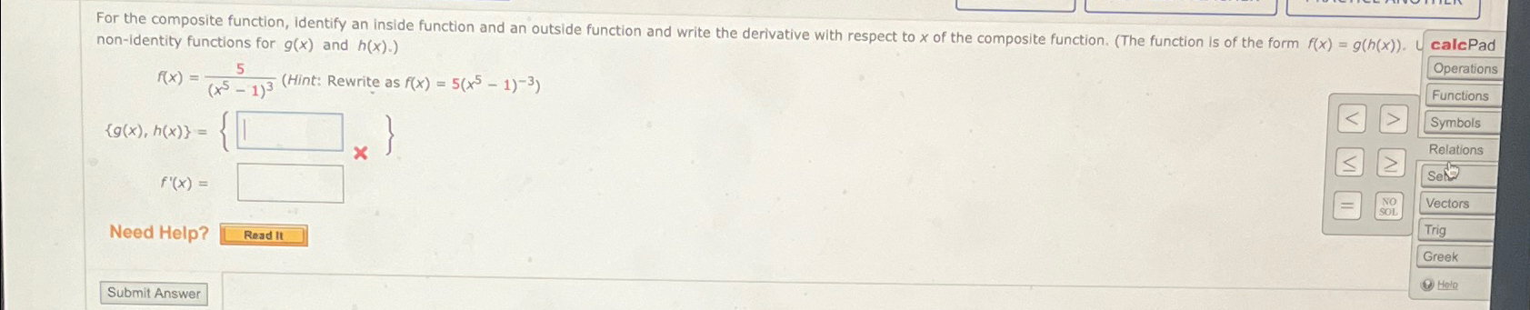 Solved non-identity functions for g(x) ﻿and | Chegg.com