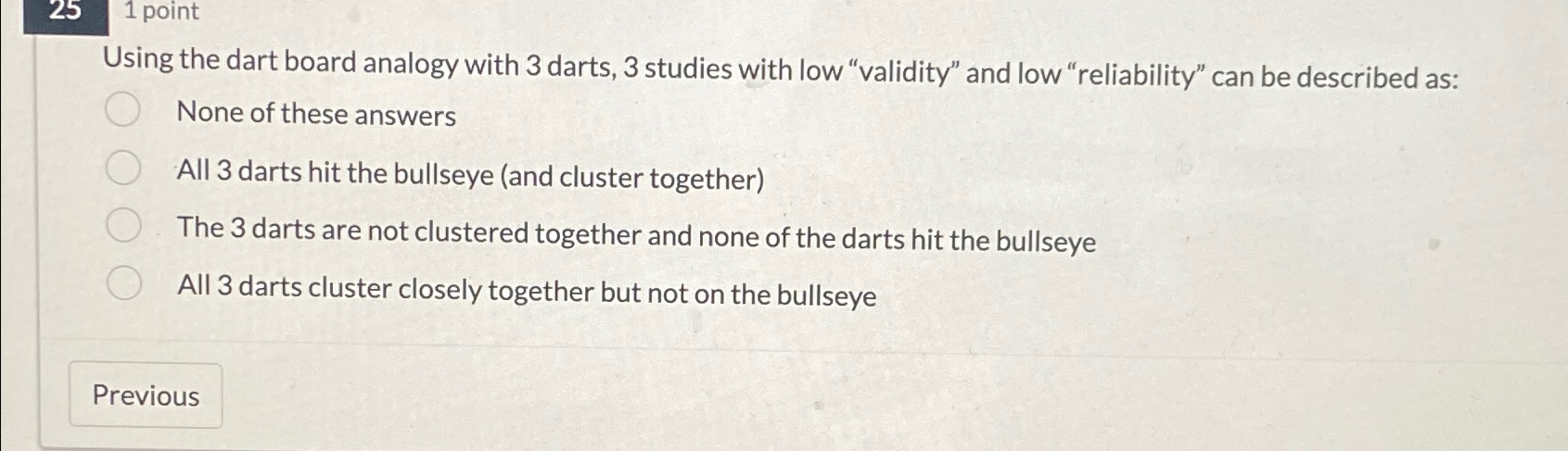 Solved 1 ﻿pointUsing the dart board analogy with 3 ﻿darts, 3 | Chegg.com
