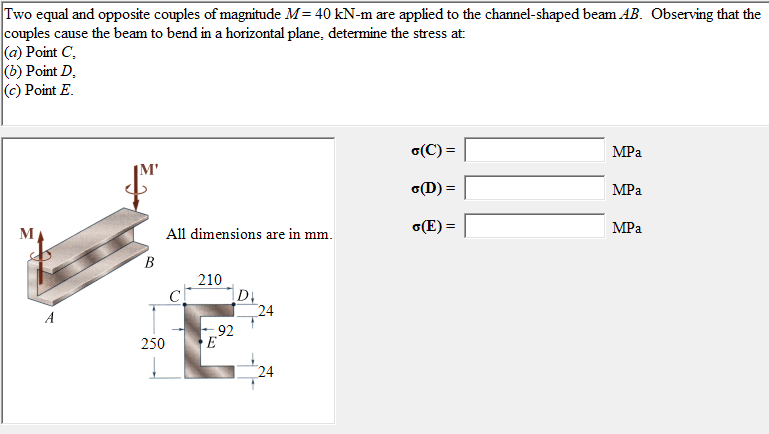 Solved Two equal and opposite couples of magnitude M=40kN-m | Chegg.com