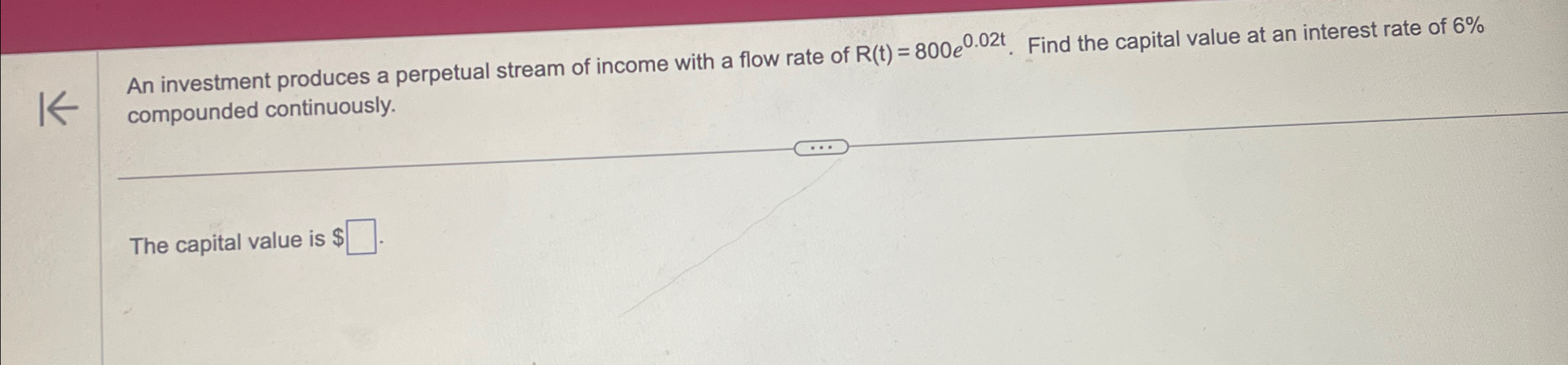 Solved An investment produces a perpetual stream of income | Chegg.com