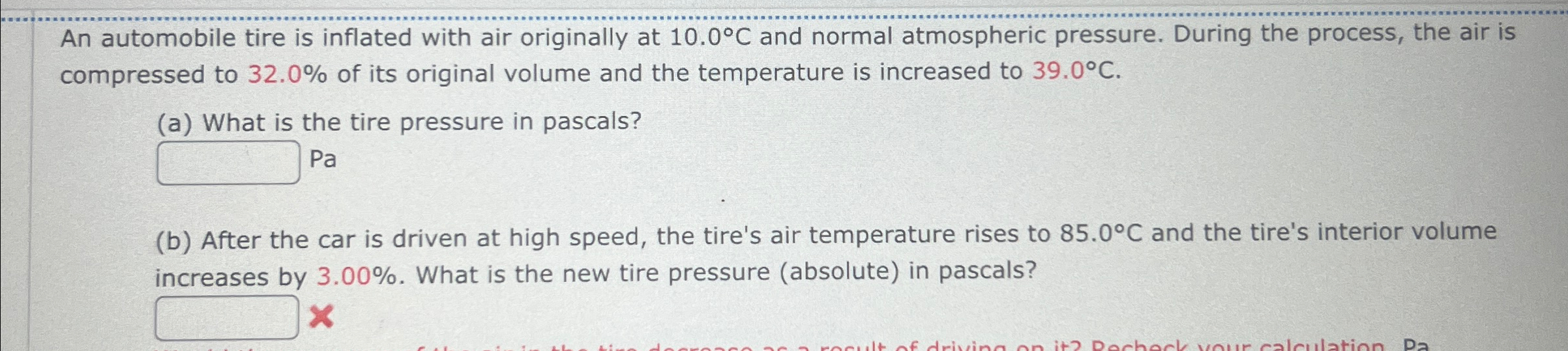 Solved An automobile tire is inflated with air originally at | Chegg.com