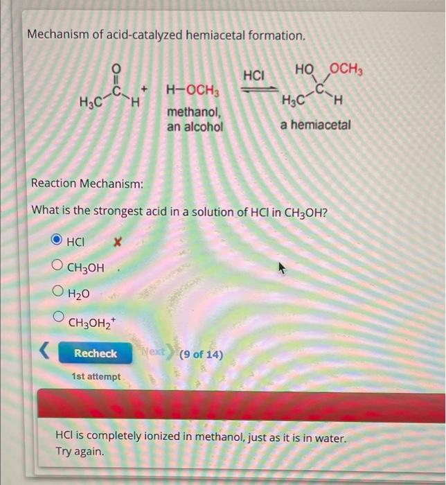 Solved Mechanism of acid-catalyzed hemiacetal formation. | Chegg.com