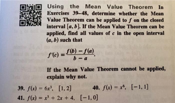 Solved Using the Mean Value Theorem In Exercises 39–48, | Chegg.com