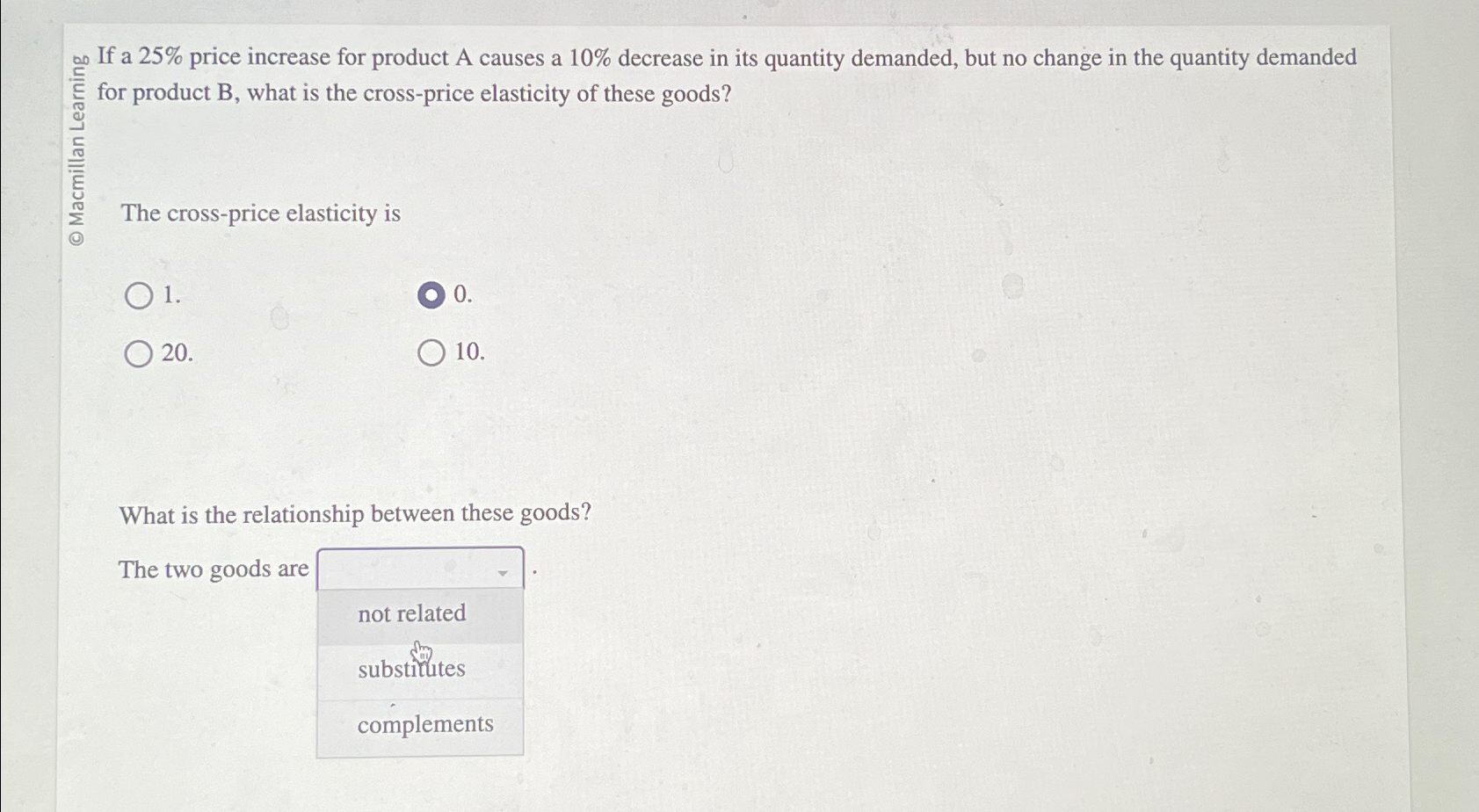 Solved If a 25% ﻿price increase for product A causes a 10% | Chegg.com
