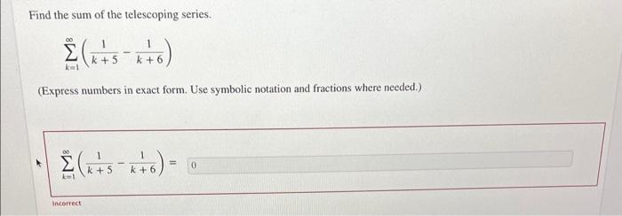 Solved Find the sum of the telescoping series. | Chegg.com