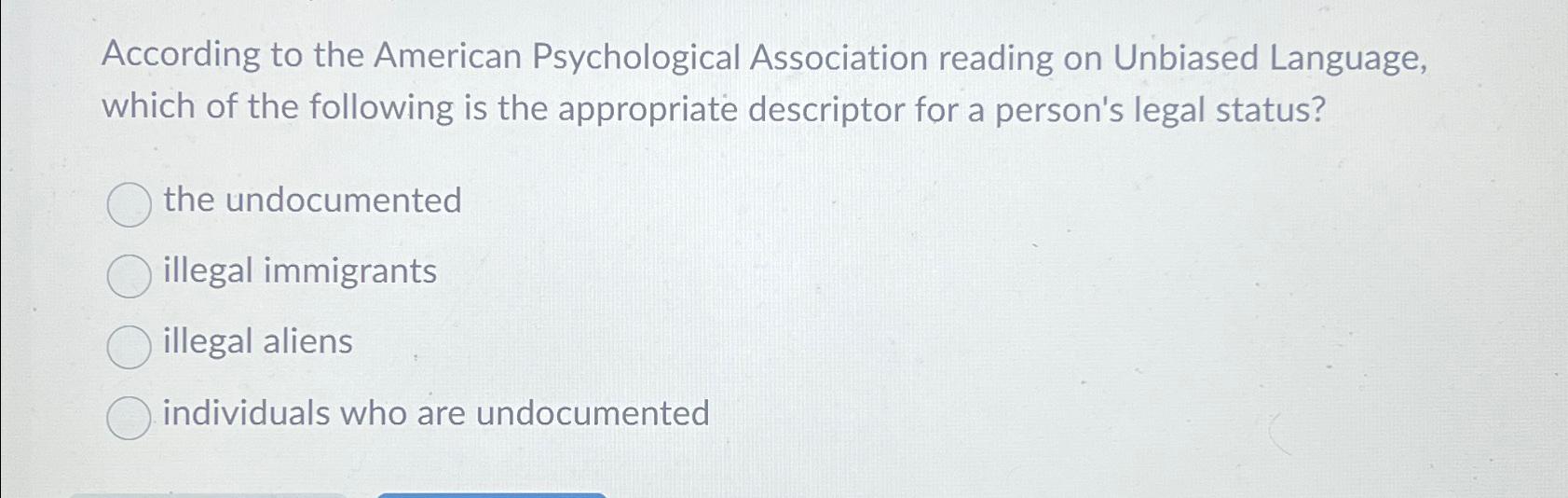 Solved According to the American Psychological Association | Chegg.com
