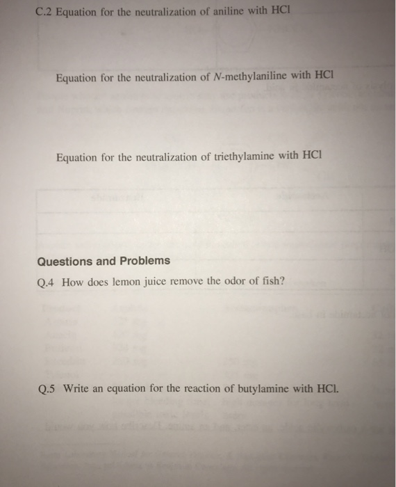 Solved C.2 Equation for the neutralization of aniline with | Chegg.com