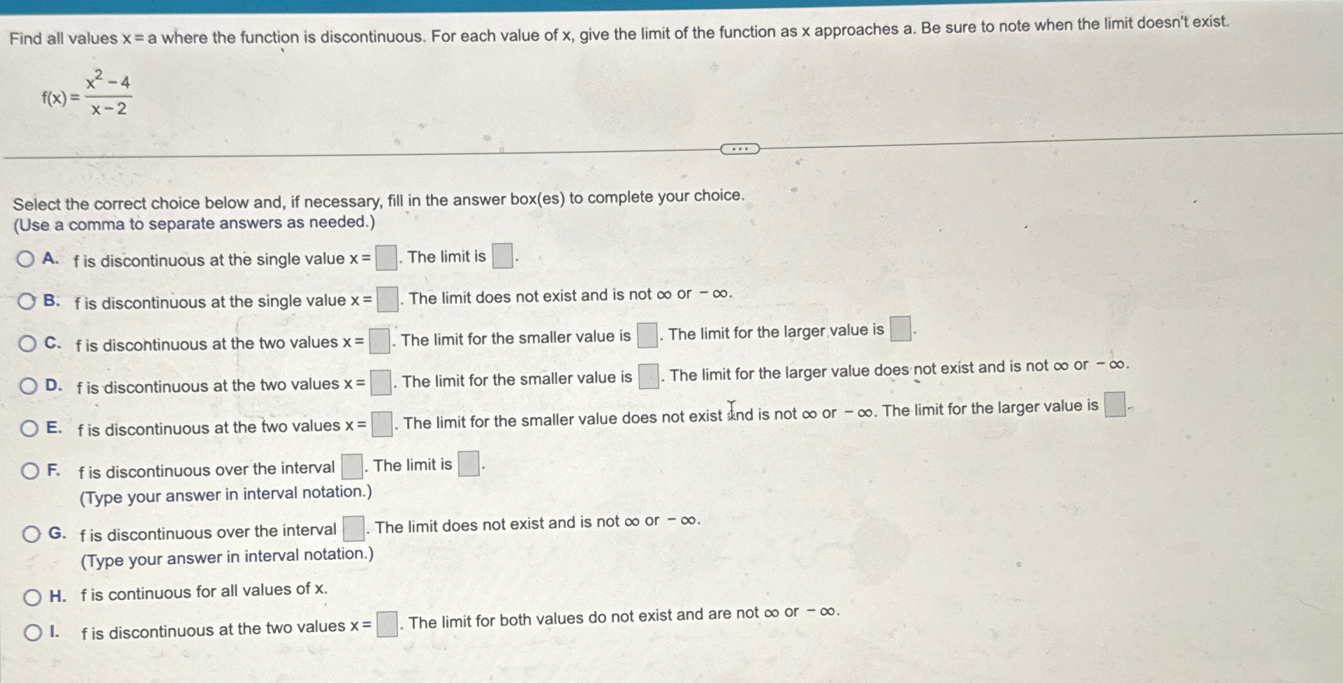 Solved Find All Values Xa Where The Function Is 9349