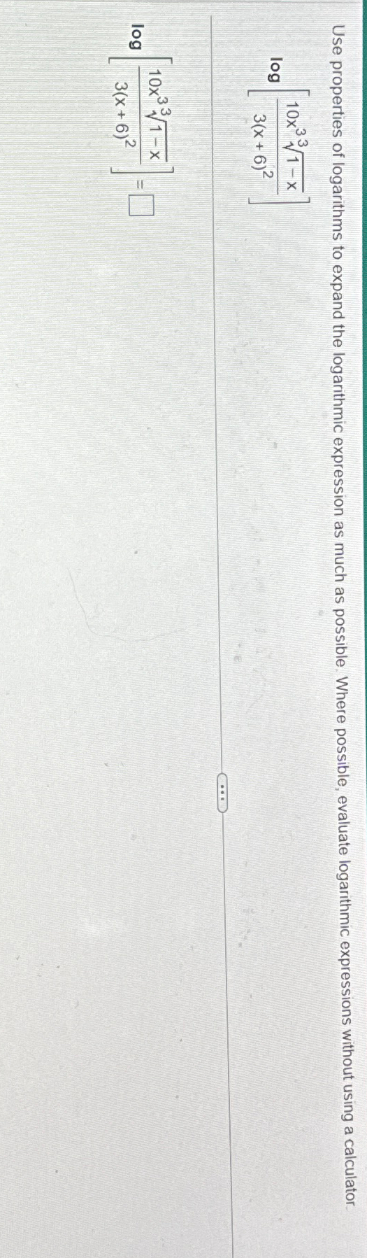 Solved Use properties of logarithms to expand the | Chegg.com