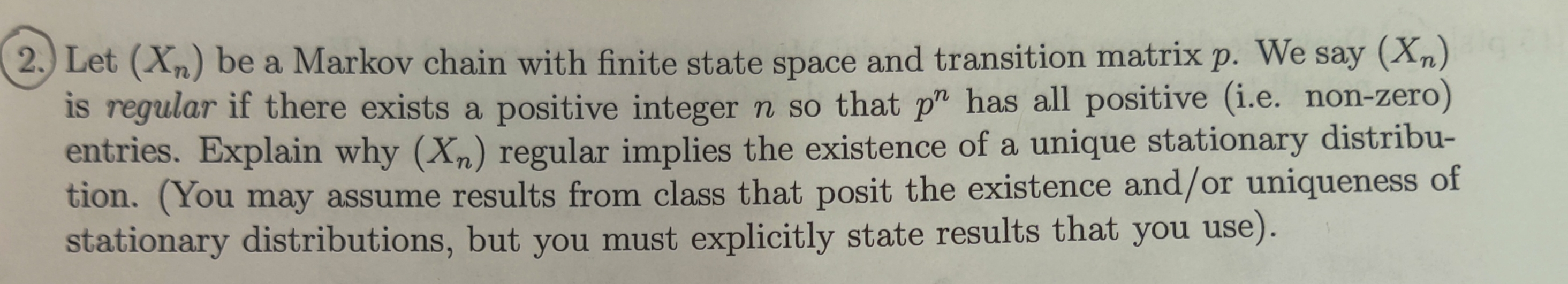 Solved Let (xn) ﻿be a Markov chain with finite state space | Chegg.com