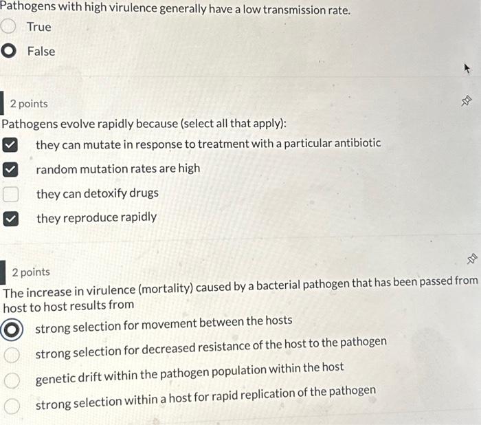 Solved Pathogens with high virulence generally have a low | Chegg.com